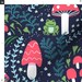 Toad Fabric - Mushrooms, Toadstools and Frogs by Creativeinchi - Navy ...