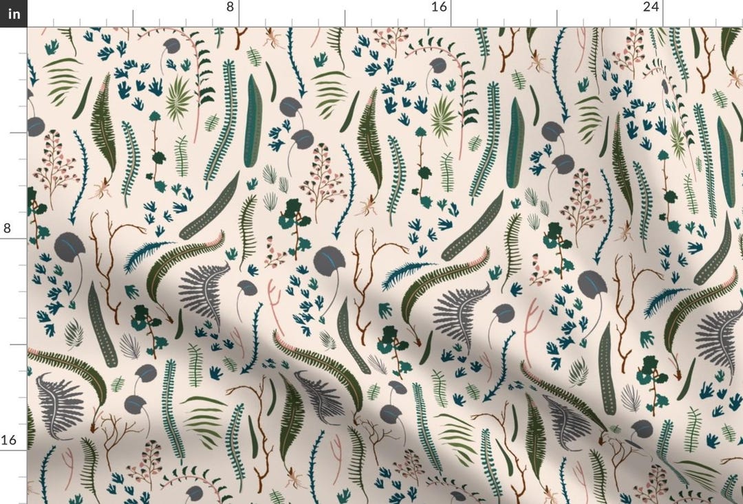 Botanical Fabric - Wilder by Holli Zollinger - Botanical Plants Ferns ...