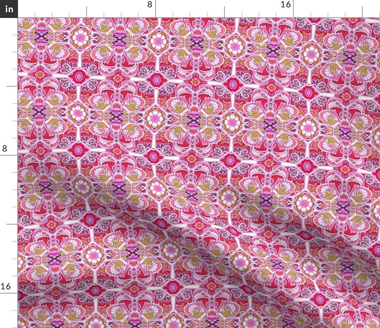 Hot Pink Floral Fabric Little Red Flower Garden by Edsel2084 - Etsy