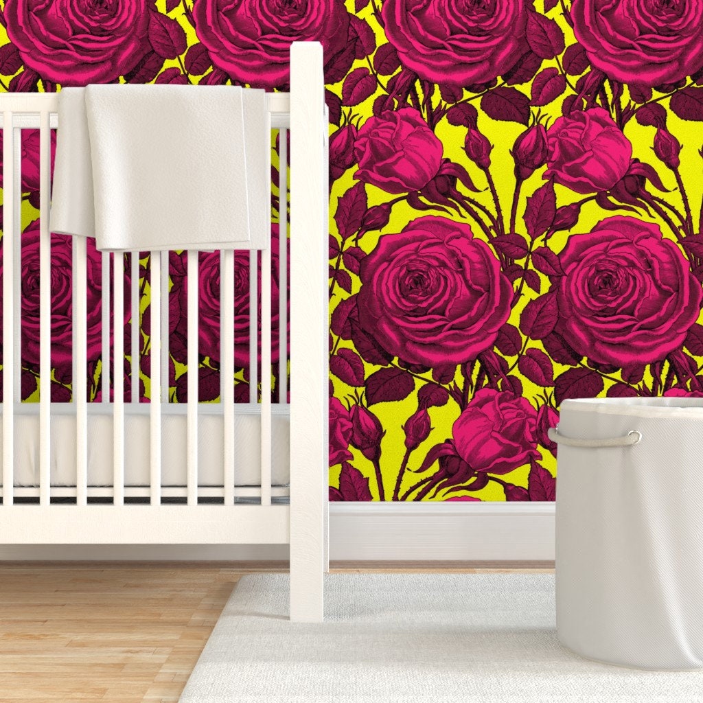 Rose Wallpaper Perle Des Jardins by Peacoquettedesigns - Etsy