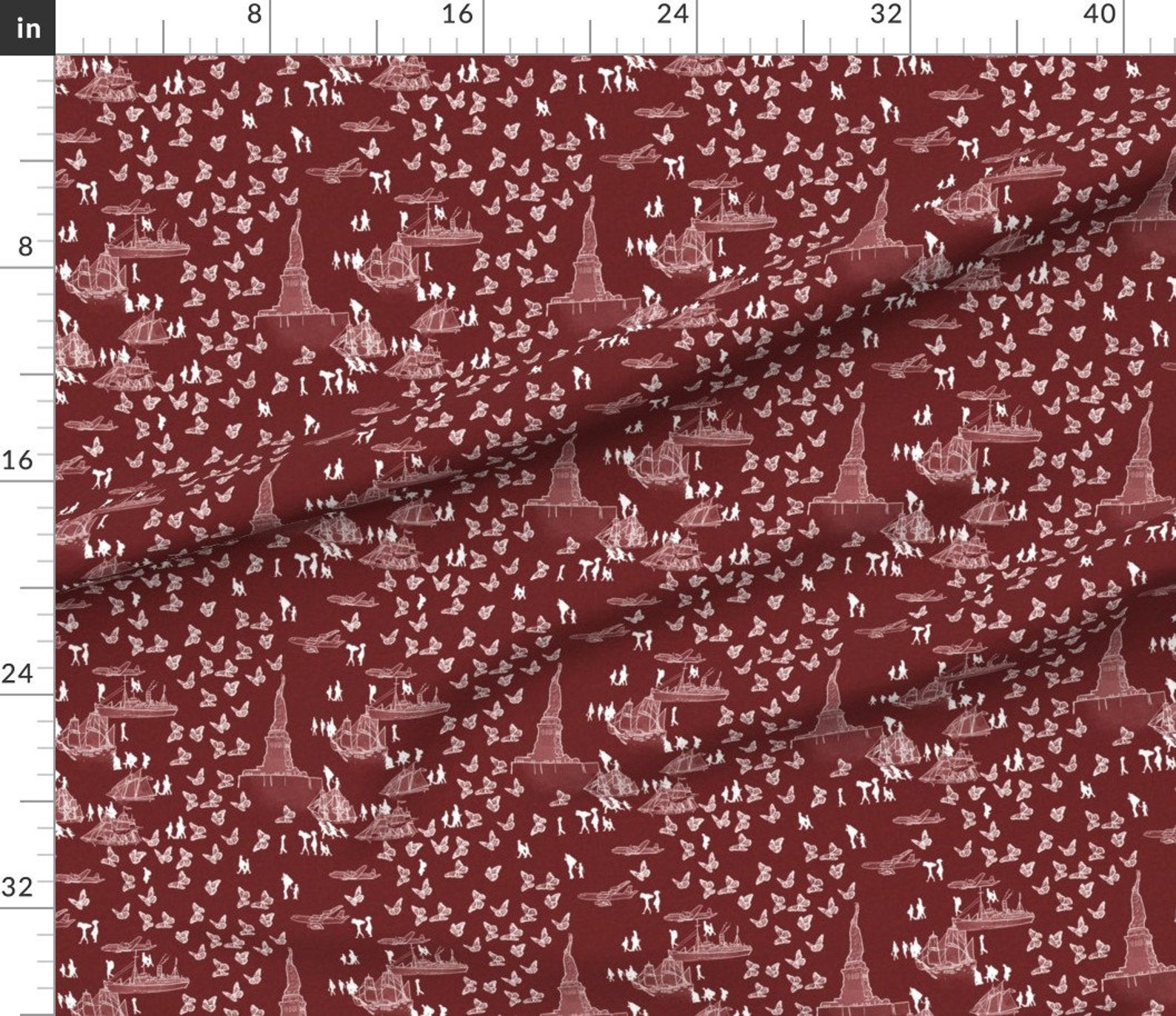 Migration Fabric American Migration on Red by Landpenguin - Etsy
