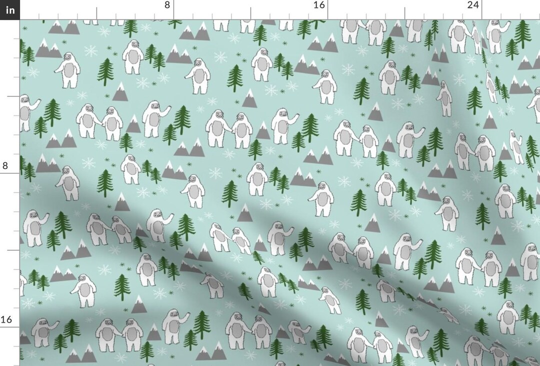 Yeti Fabric Yeti Christmas Minty by Andrea Lauren Yeti Winter Holiday ...