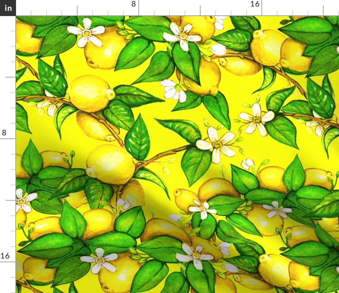 Lemon Citrus Fruit Pattern Floral Fabric Lemon Tree by - Etsy