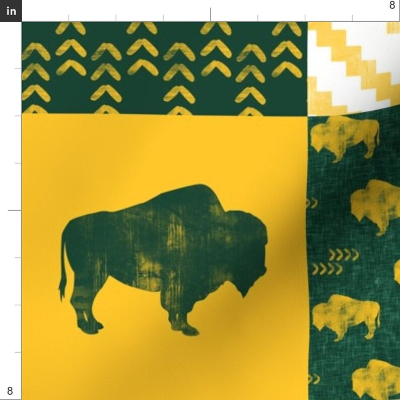 Bison Cheater Quilt Fabric Bison Pride Patchwork Buffalo | Etsy