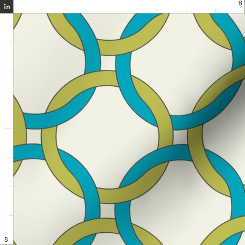 Olive Green Blue Circle Fabric Interlocking Circles April - Etsy