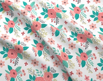 Modern floral fabric | Etsy