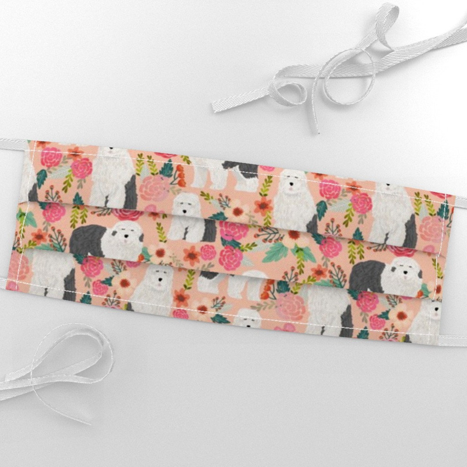 Sheepdog Fabric Old English Sheepdog Florals Cute Floral | Etsy