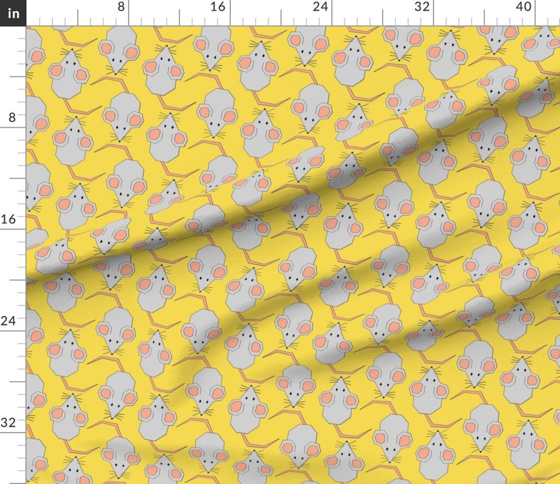 Mighty Mice Fabric Mighty Mice on Yellow by Feathersflights - Etsy