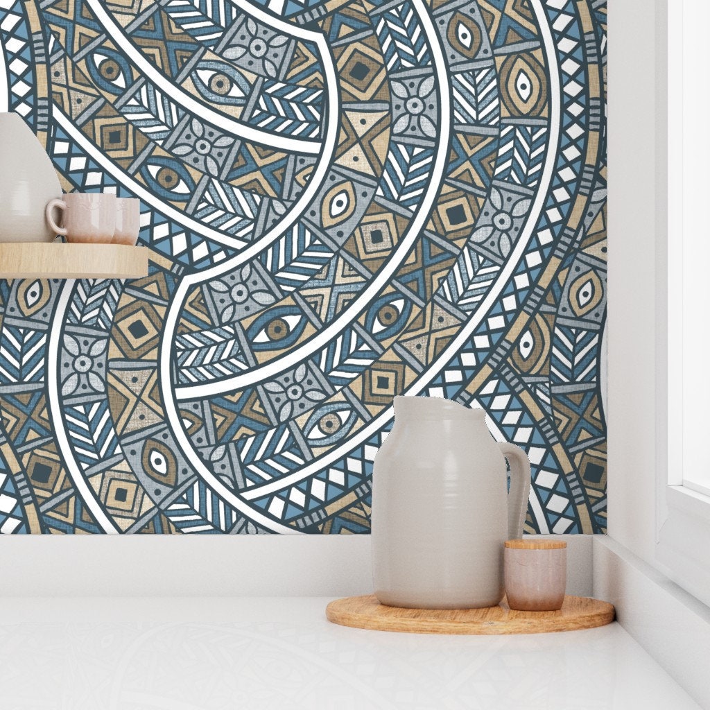 African Wallpaper Oba Zinc by Spellstone African Ethnic - Etsy