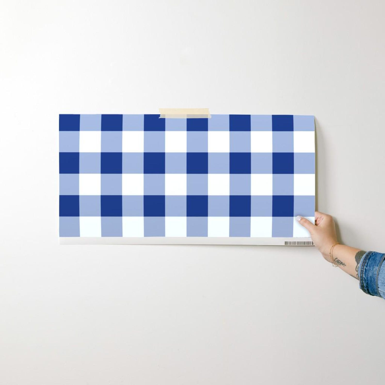 Gingham Wallpaper - Blue White Gingham 2" by Peacoquettedesigns - Blue ...