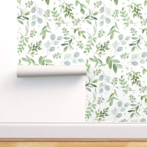 18-ft Wallpaper Roll Green Gold Leaves Wallpaper - Etsy