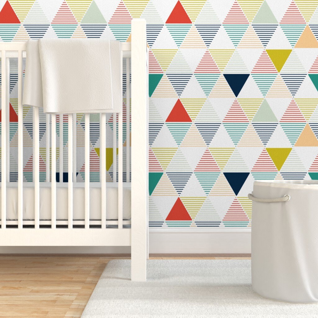 Mod Triangle Wallpaper Modern Geometric White by Lemonni | Etsy