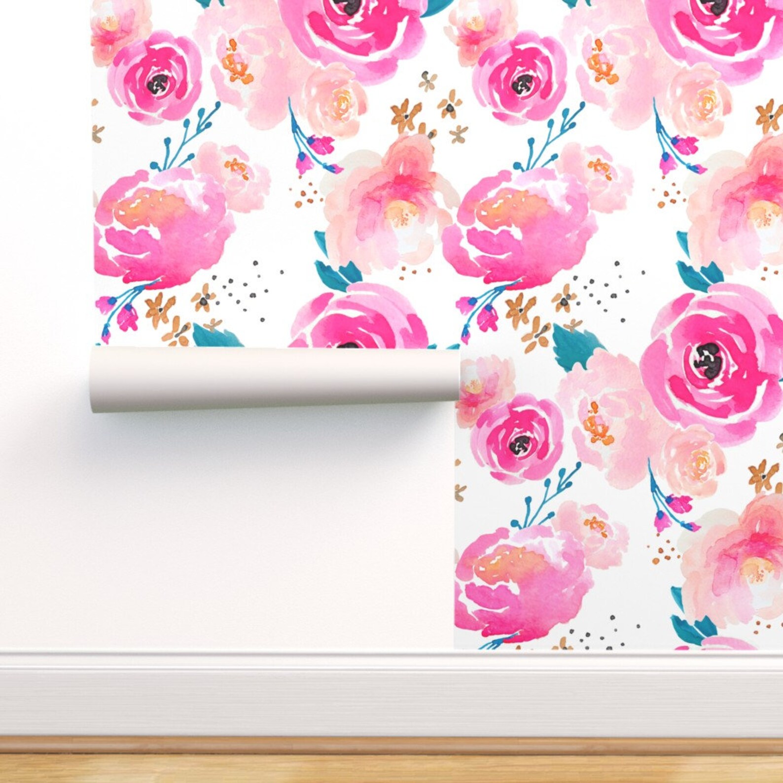 Jumbo Floral Wallpaper Punchy Florals C by Indybloomdesign - Etsy