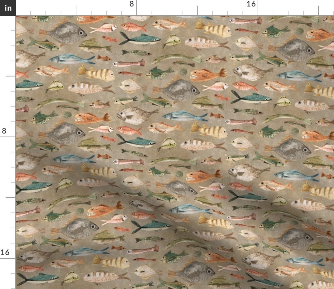 Multi-colored Fish Fabric Fish in Fawn by Katherine Quinn - Etsy
