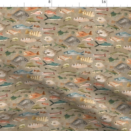 Multi-colored Fish Fabric Fish in Fawn by Katherine Quinn - Etsy