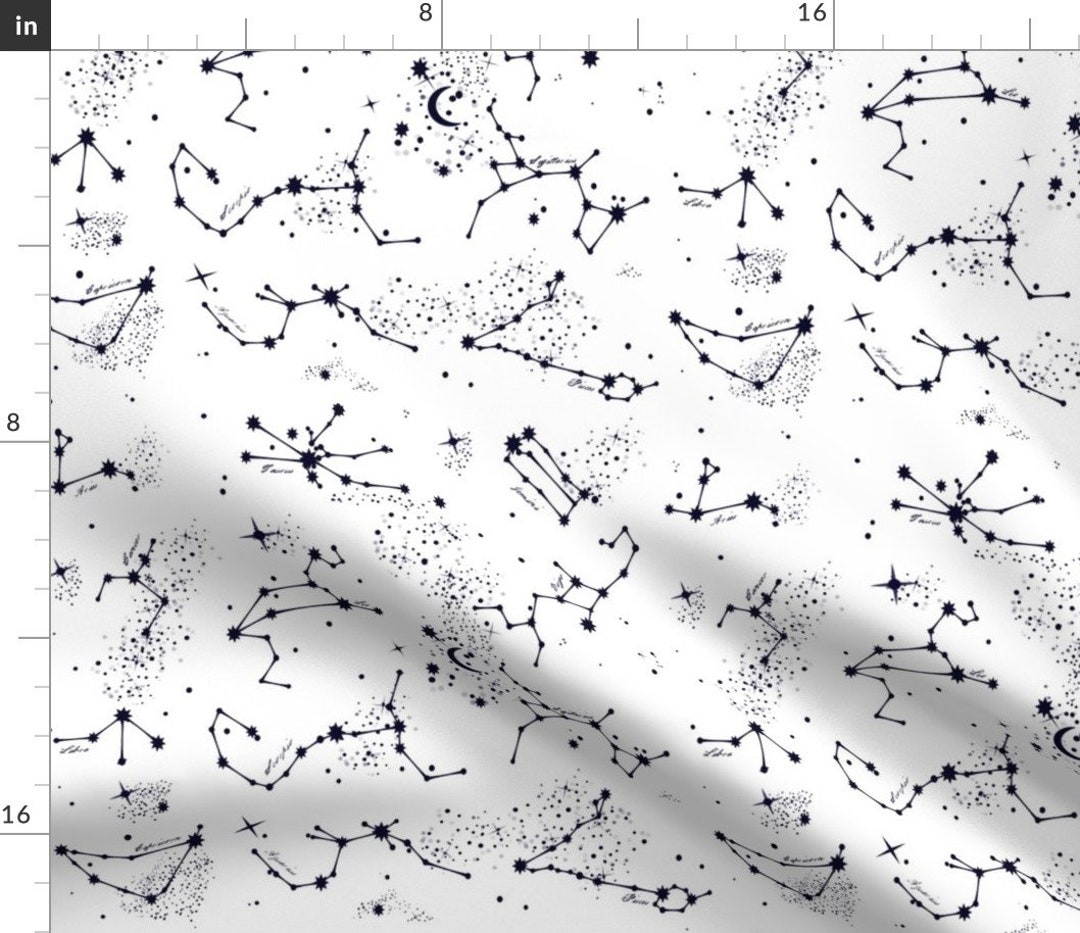 Constellaiton Fabric Zodiac Constellations in White by ...