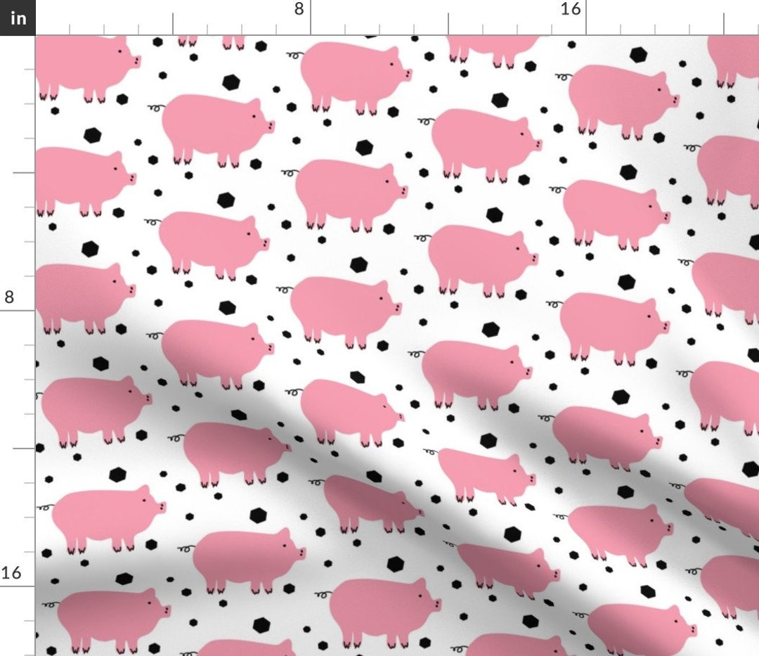 Pink Pig Fabric Here Piggy Piggy by Heatherdoucette Farm - Etsy