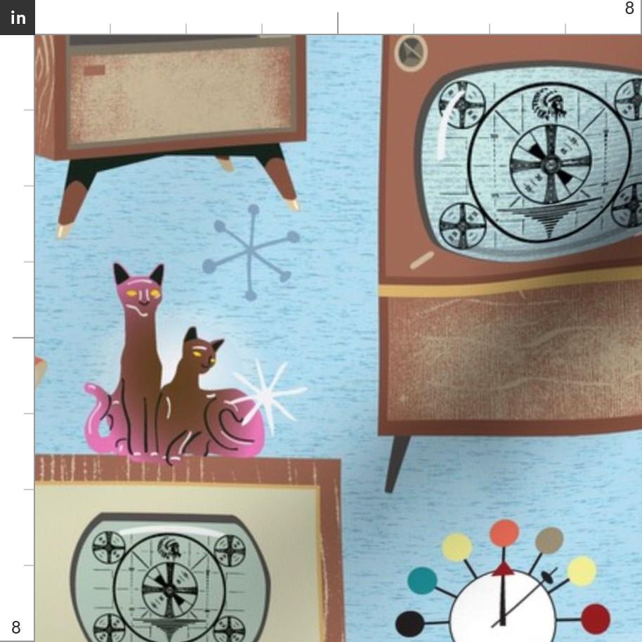 Television Fabric - 1950s Tv Sets by Vinpauld - Fifties Vintage Tube ...
