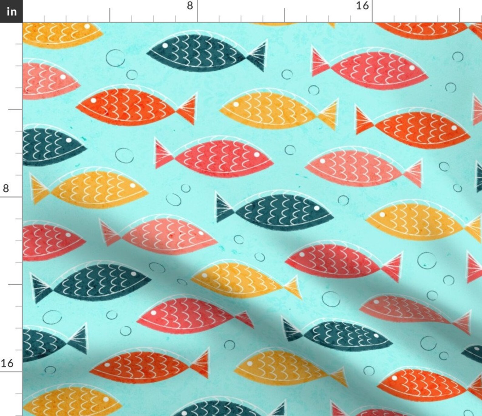Fish Fabric One Fish Two Fish by Megdig Design Marine - Etsy