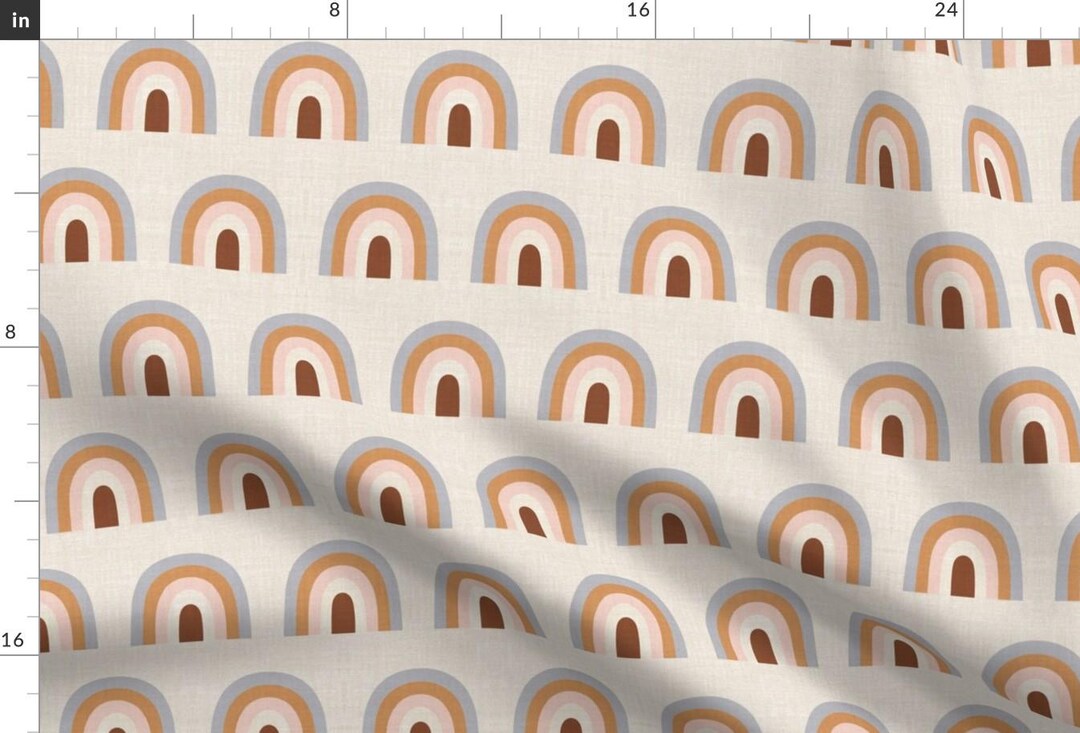 Boho Beige Rainbows Pattern Fabric - Boho Rainbow by Holli Zollinger ...