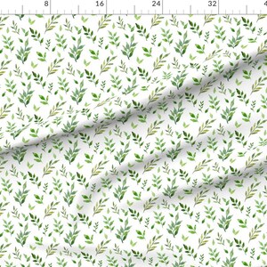 Green and White Spring Fabric Spring Leaves by Mintpeony - Etsy