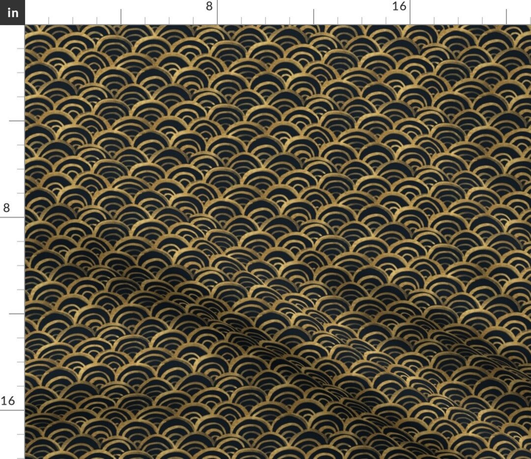 Scallop Fabric Gold Art Deco Scallop by Crystal Walen Black Gold Home ...
