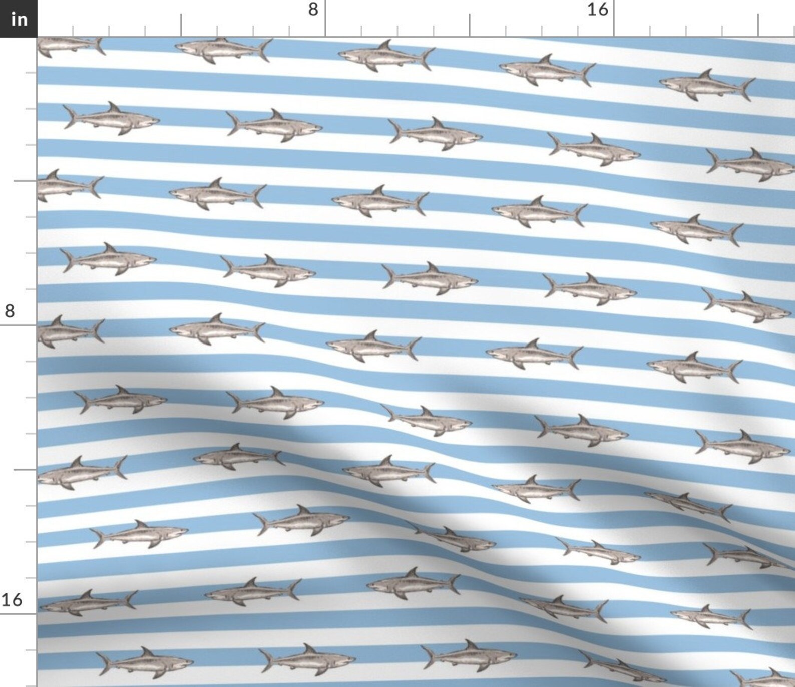 Stripy Shark Fabric Demi Stripes Sharks by Lucybaribeau - Etsy
