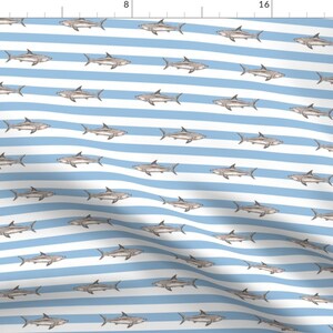 Stripy Shark Fabric Demi Stripes Sharks by Lucybaribeau - Etsy
