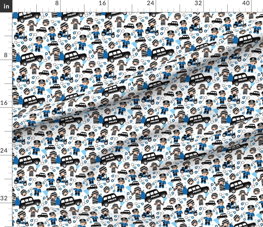 Police Fabric Thiefs Cops & Robbers Police Theme by - Etsy