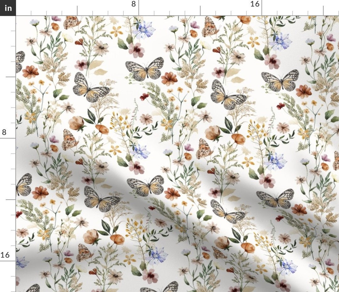 Cottagecore Fabric Meadowscape Floral by Hipkiddesigns Wildflowers ...