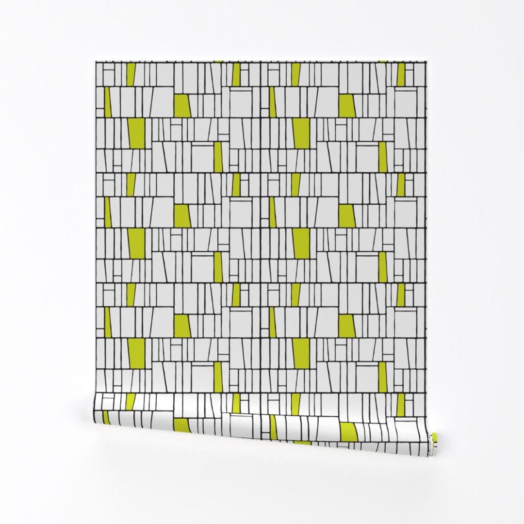 Chartreuse Blocks Removable Peel and Stick Wallpaper - Stripe Black and ...