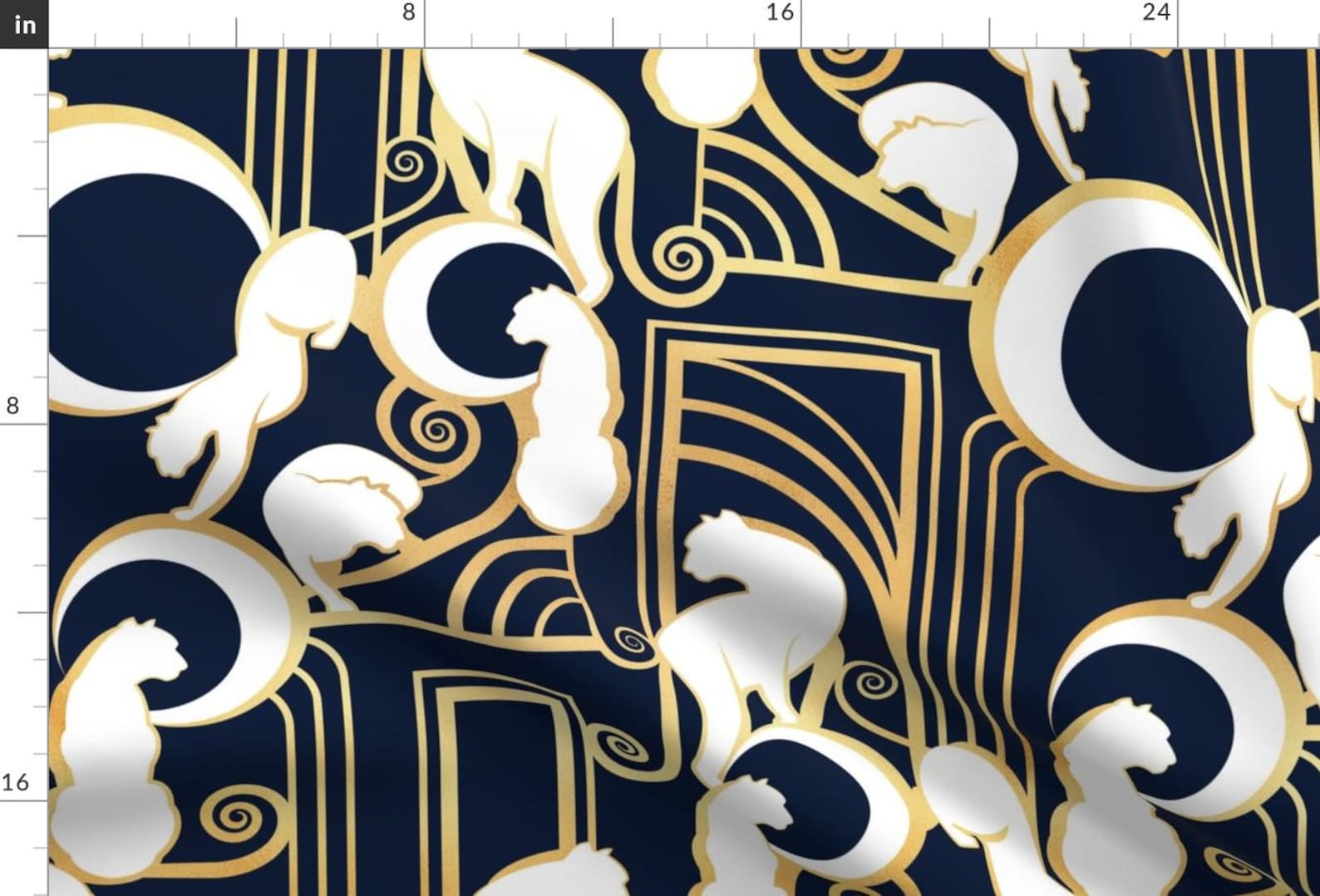 Navy Blue Fabric - Deco Gatsby Panthers // Navy and Gold by ...