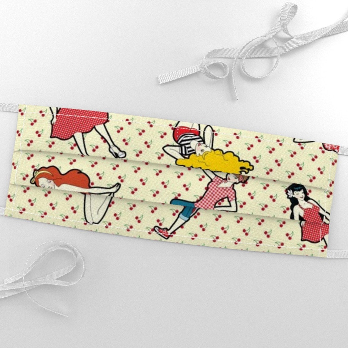 Pin Up Girl Fabric Retro Pinup Girls With Cherry Backdrop On Etsy 1067