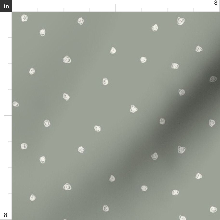 Sage Green Polka Dots Fabric Freehand Squiggles Bone Dots on - Etsy