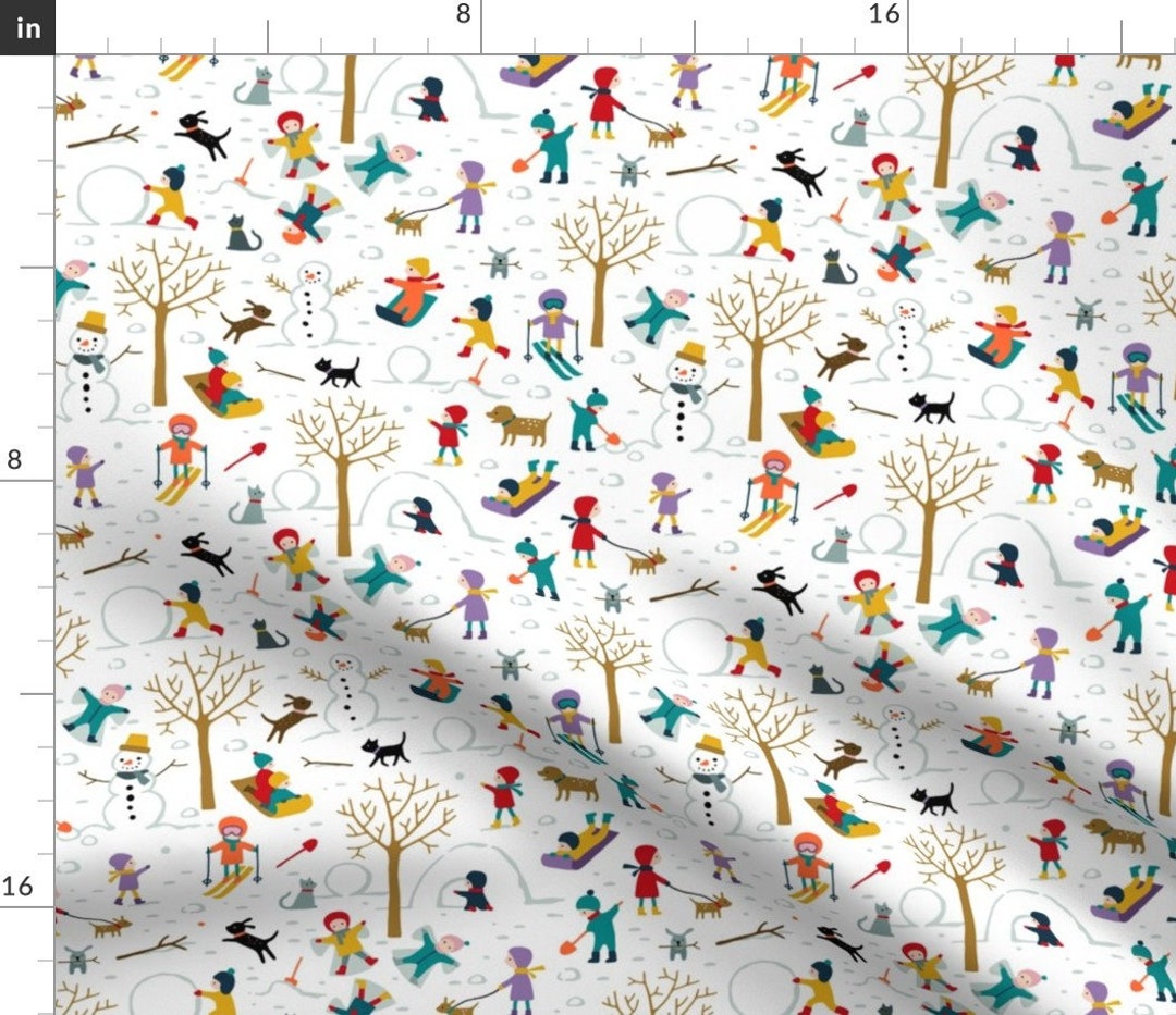 Snow Day Fabric Fun at the Park on A Snow Day by Heleen Vd - Etsy