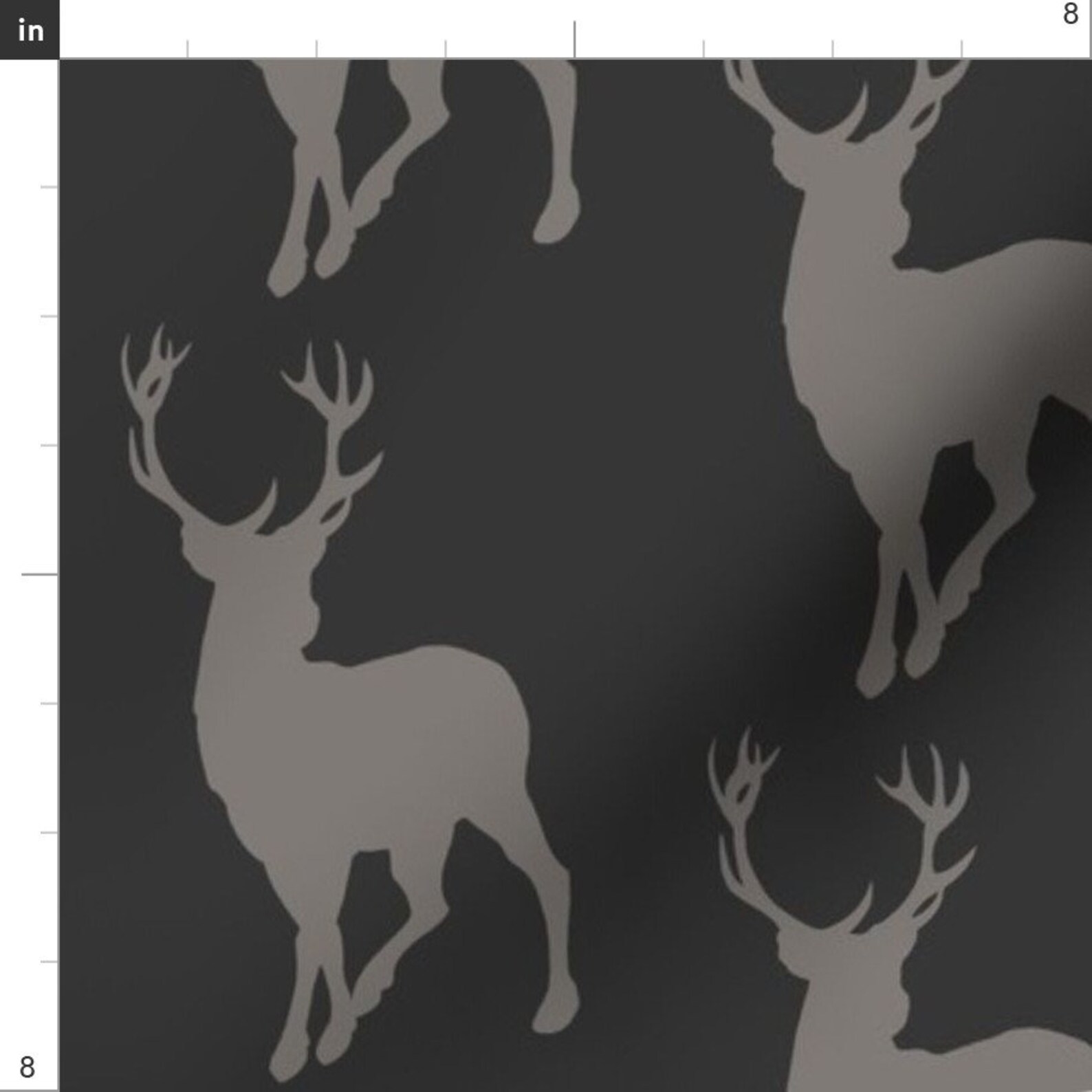 Moody Buck Fabric Buck in Grey on Charcoal Woodland by - Etsy