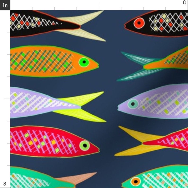 Sardine Fish Fabric Sardines by Emilyrosethomson Sardine | Etsy