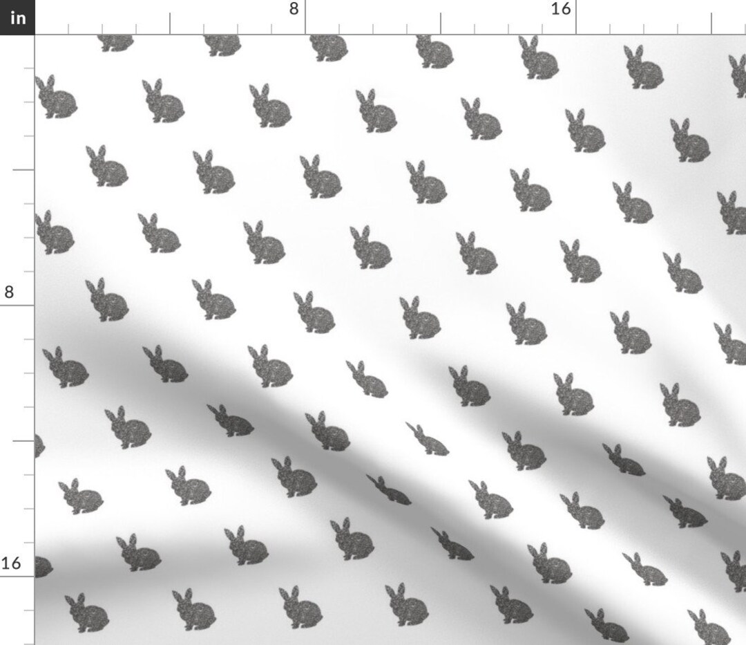Woodland Bunny Fabric Grey Bunny by Mintpeony Bunny Cotton Fabric by ...