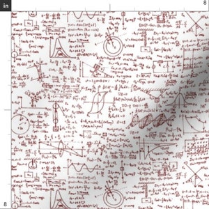 Math Notes Fabric Physics Equations in Red Pen by Thin Line Textiles ...