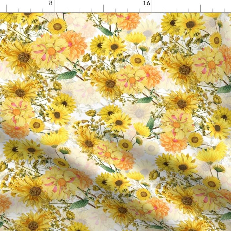 Sunflower Fabric - Etsy