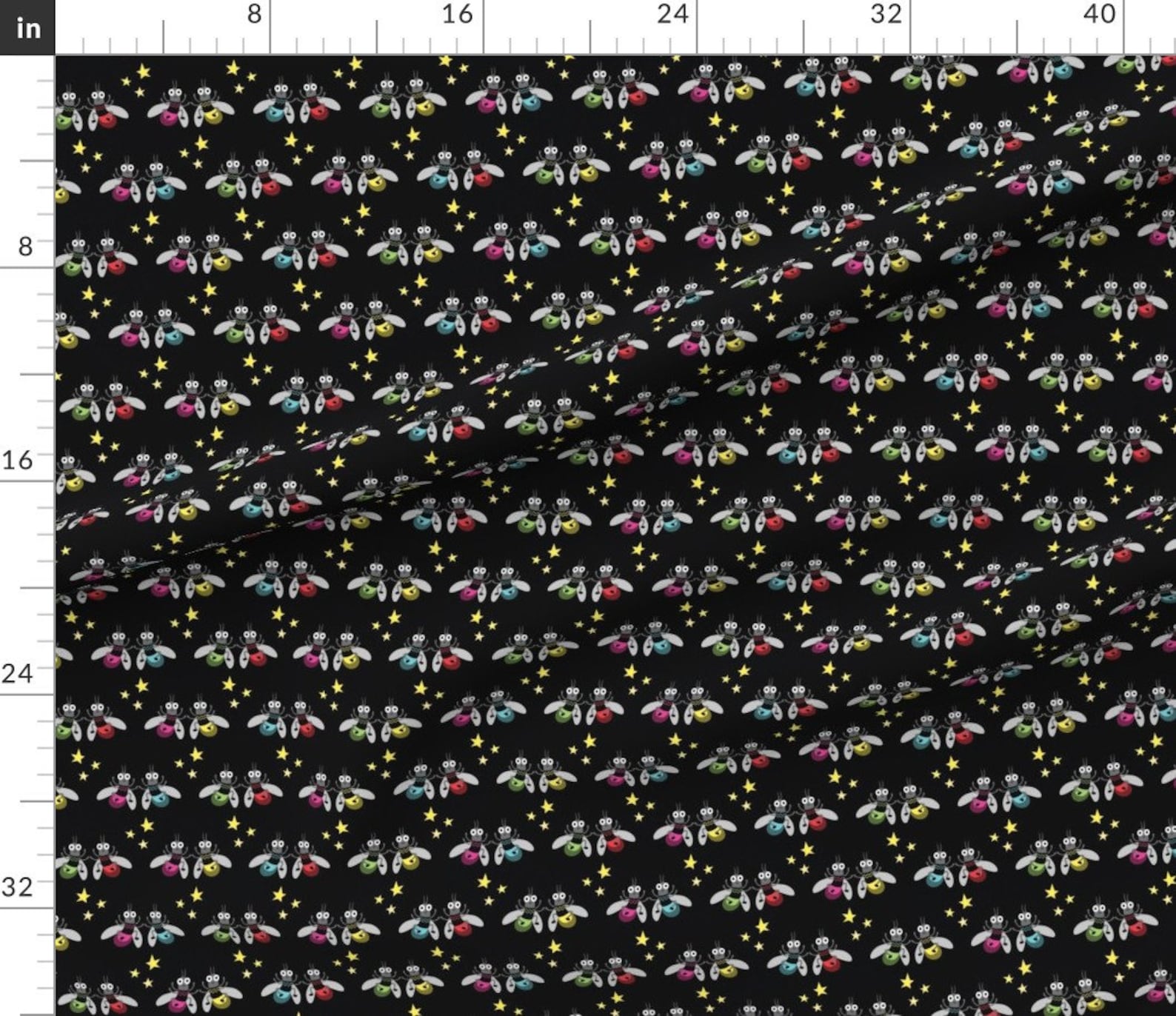 Firefly Fabric Fireflies Partying by Petitspixels Firefly - Etsy