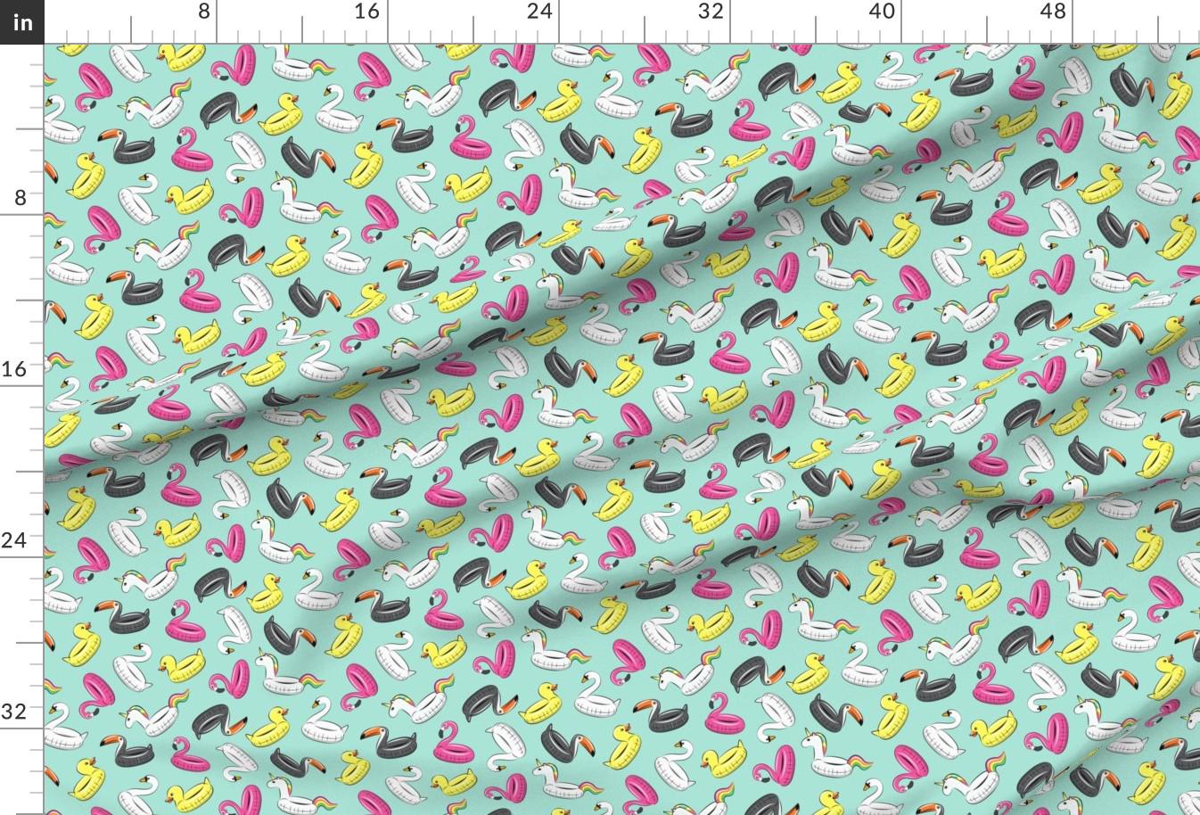 Pool Float Fabric - Pool Floats - All the Floats on Light Aqua by ...