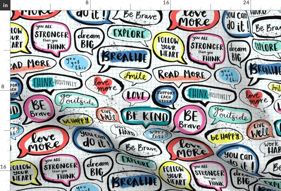 Affirmation Typography Rainbow Fabric - Things I Tell Myself by Laura ...