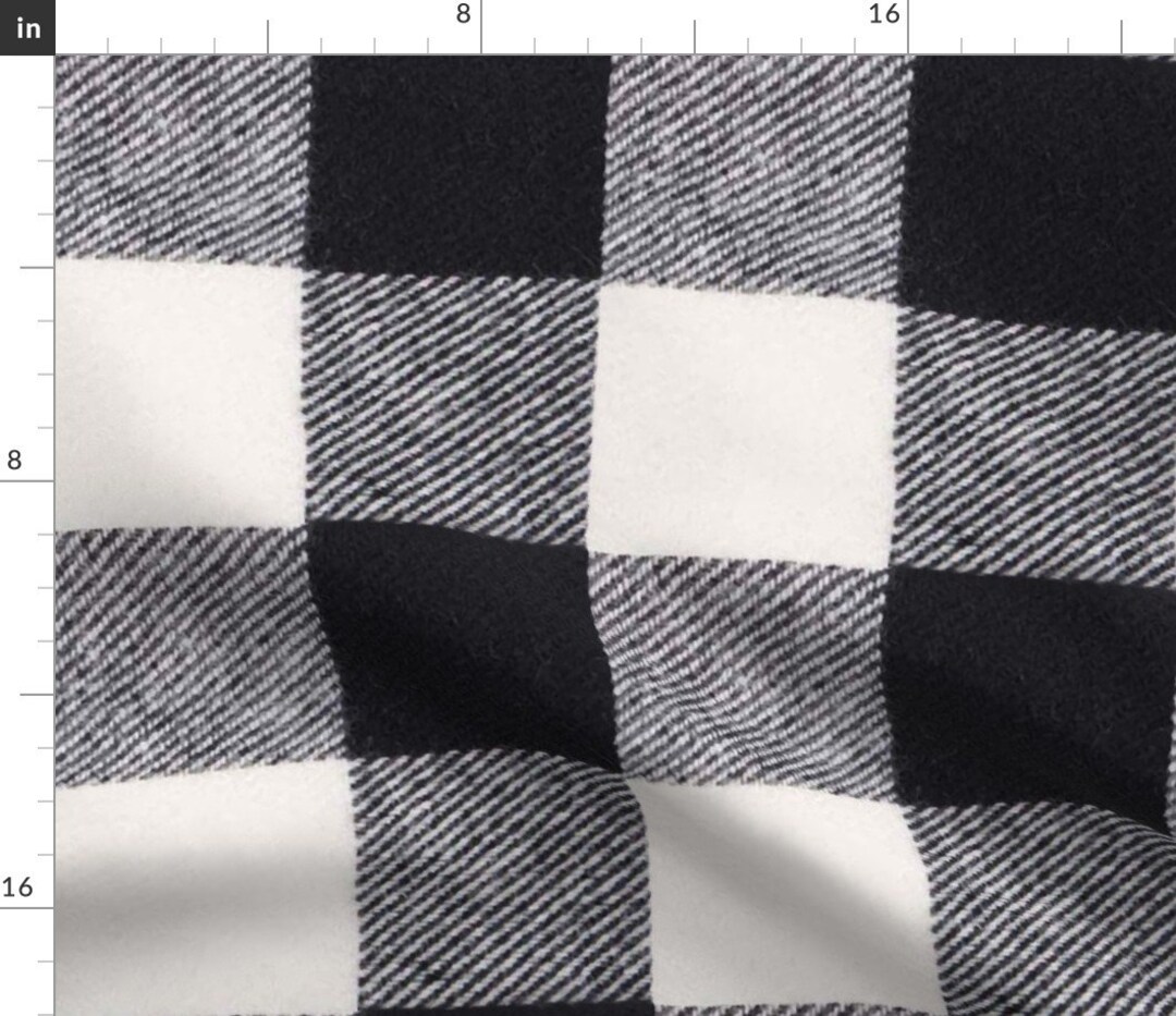 Cream and Black Buffalo Check Fabric Buffalo Check in Ebony by ...