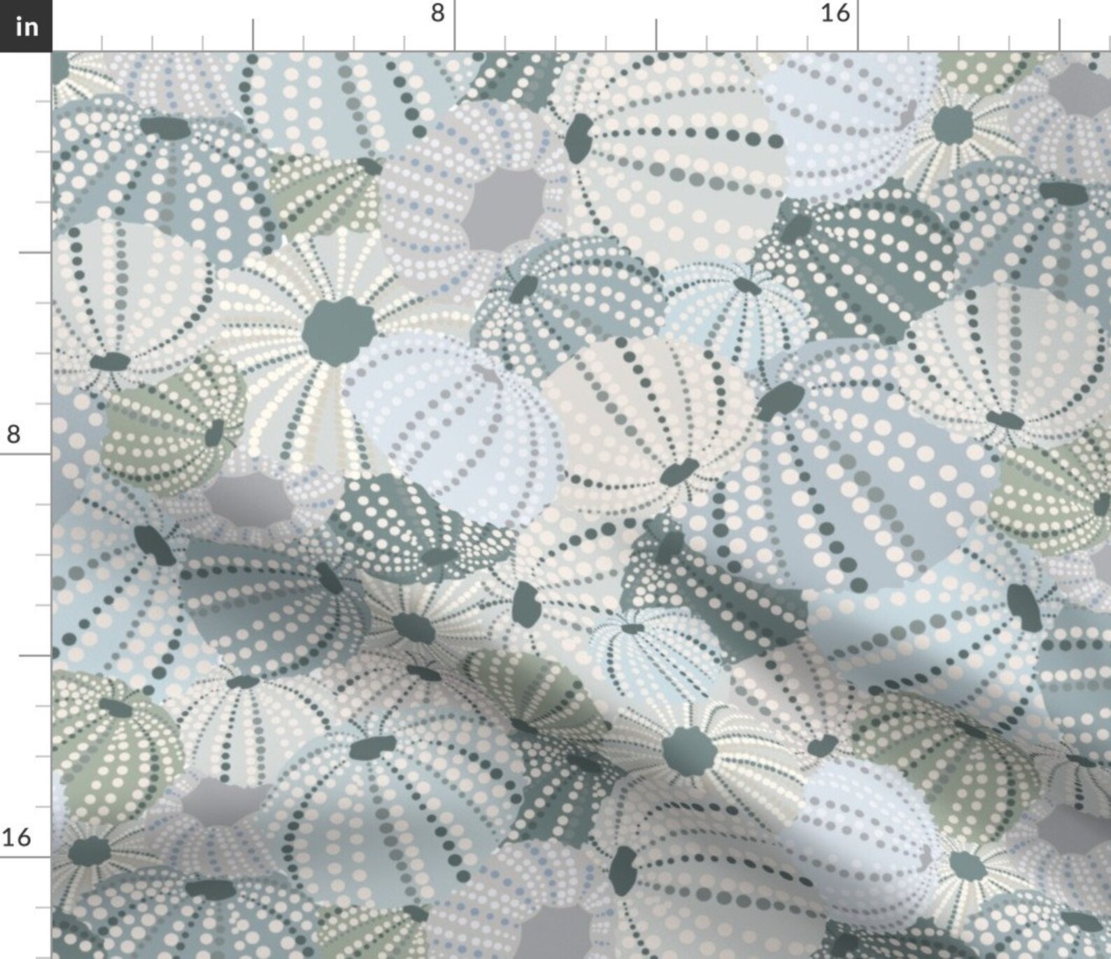 Sea Urchin Blue Nautical Pattern Fabric Sea Urchin Shells | Etsy