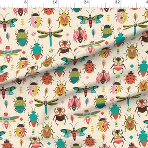 Retro Bugs Fabric Mid Century Bugs Large Scale by Sally - Etsy