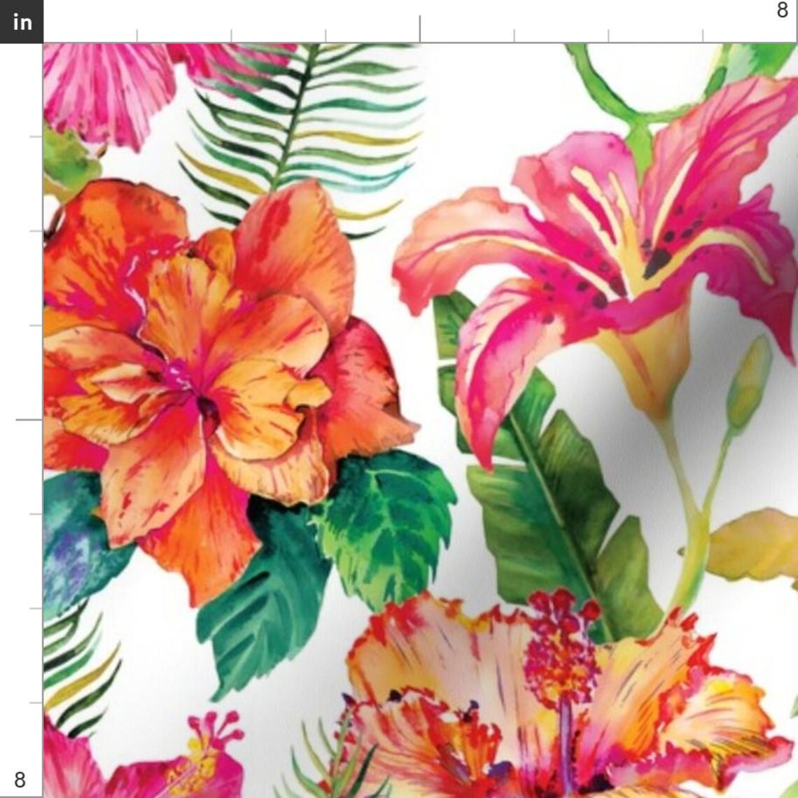 Hibiscus Fabric - Hibiscus Holiday - White - Preapproved by Samalah ...