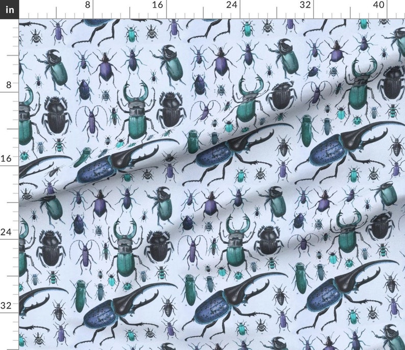 Blue Insect Engraving Fabric Beetles Insect Taxonomy Print - Etsy