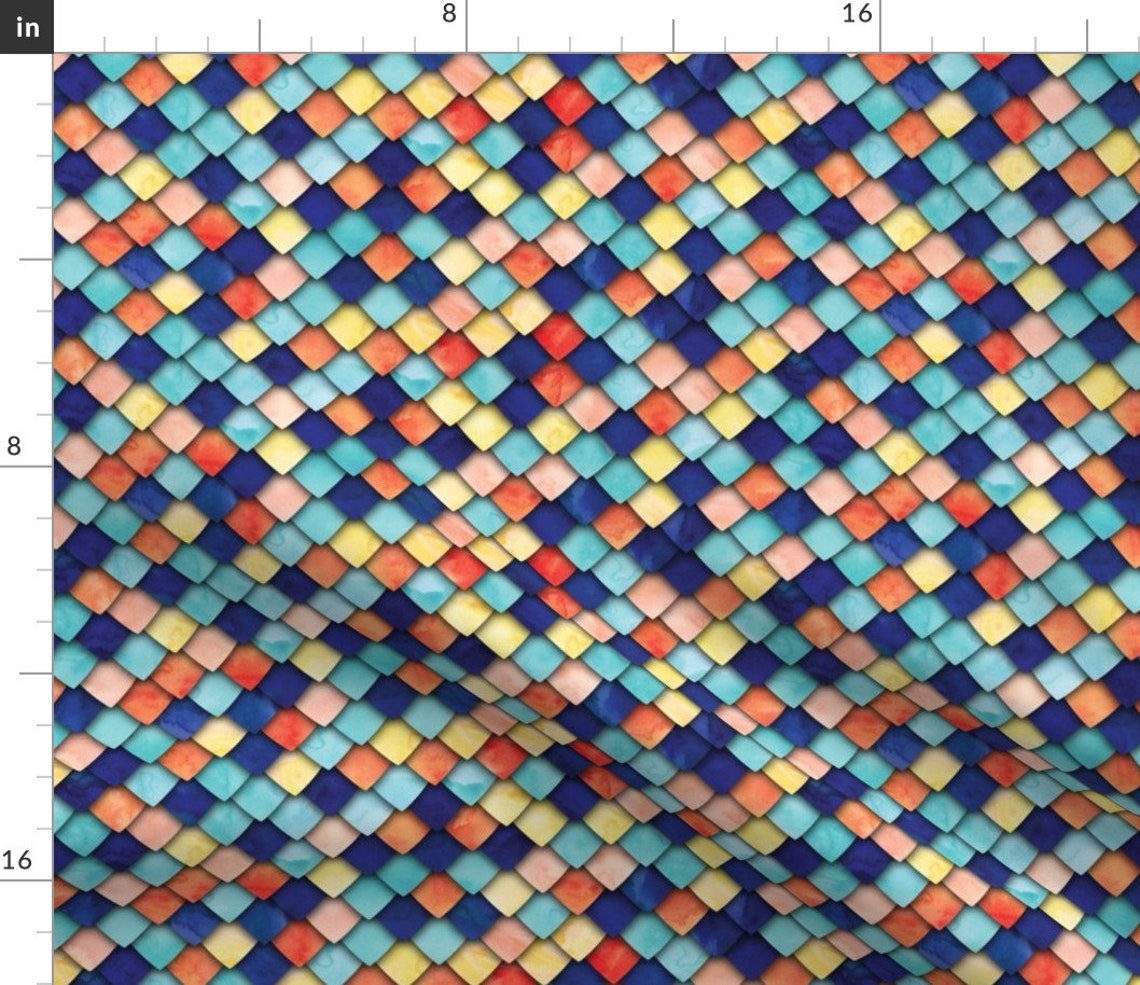Rainbow Dragon Scales Fabric Dragon Scales Multi by - Etsy