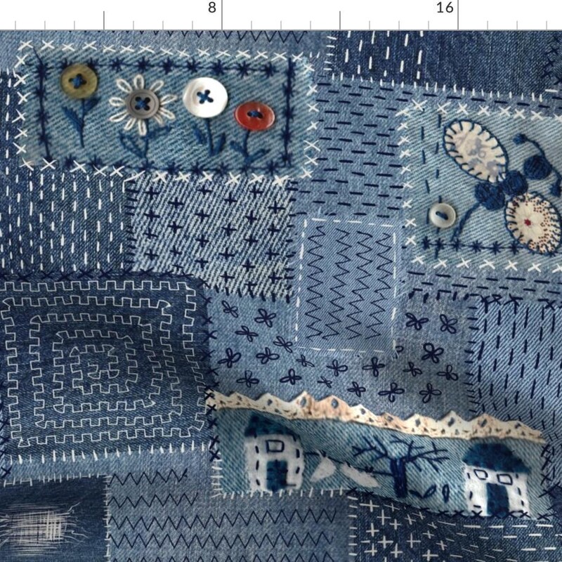 Patchwork Denim Fabric - Etsy